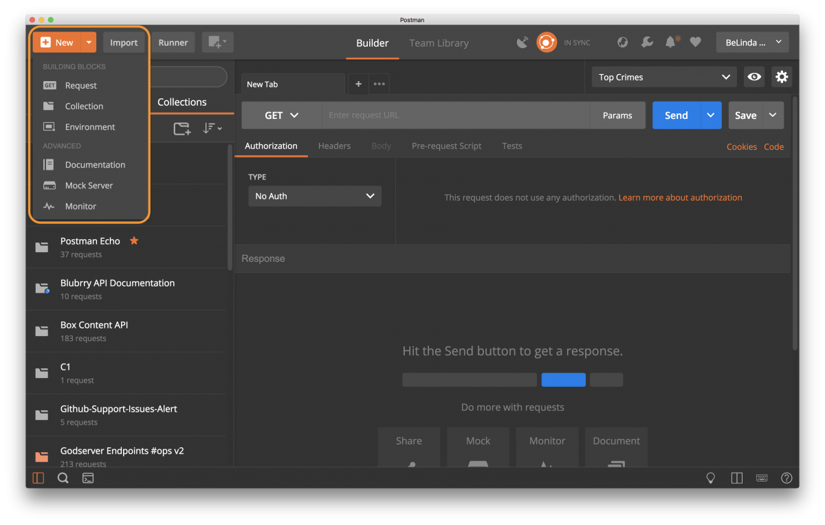 Create collections, documentation, and more with Postman's NEW button ...
